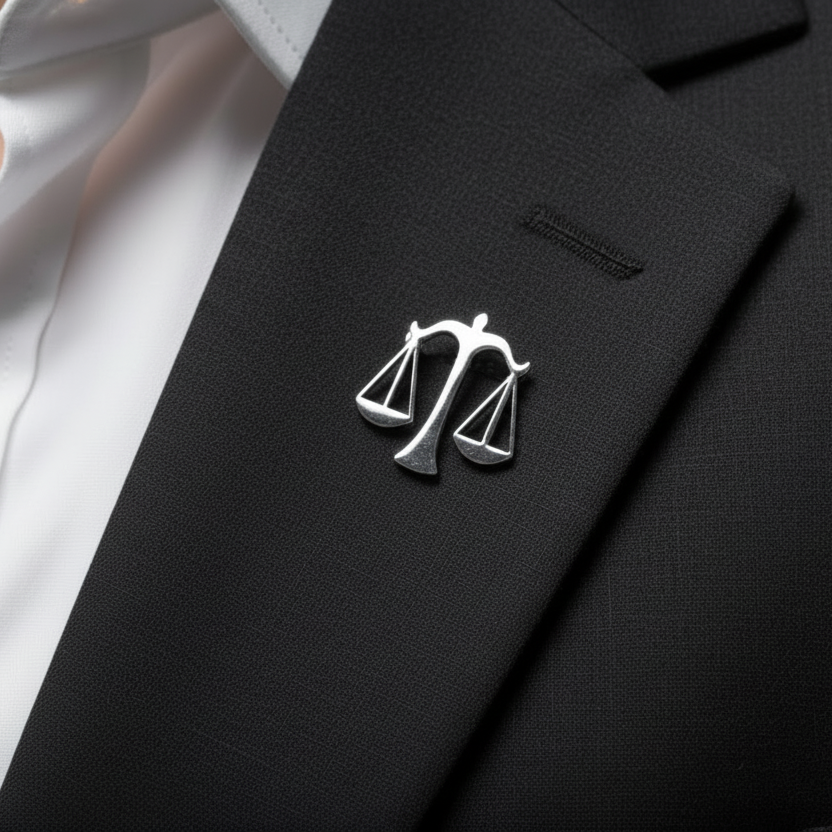 Scale of Justice Badge for Advocates (Short Pin) – Ziva