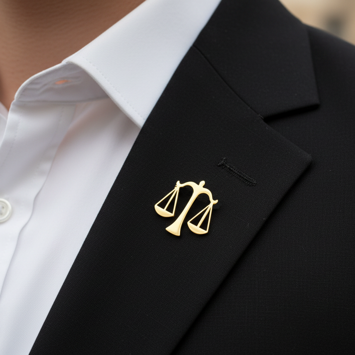 Scale of Justice Badge for Advocates (Short Pin) – Ziva